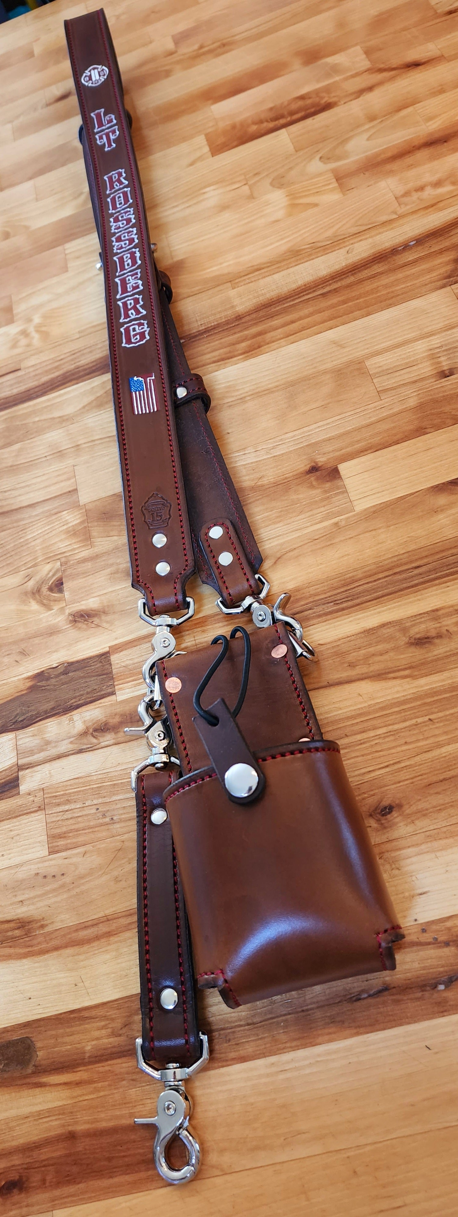 Custom Leather Firefighter Radio Strap bundle | Squad 15 Leather Company